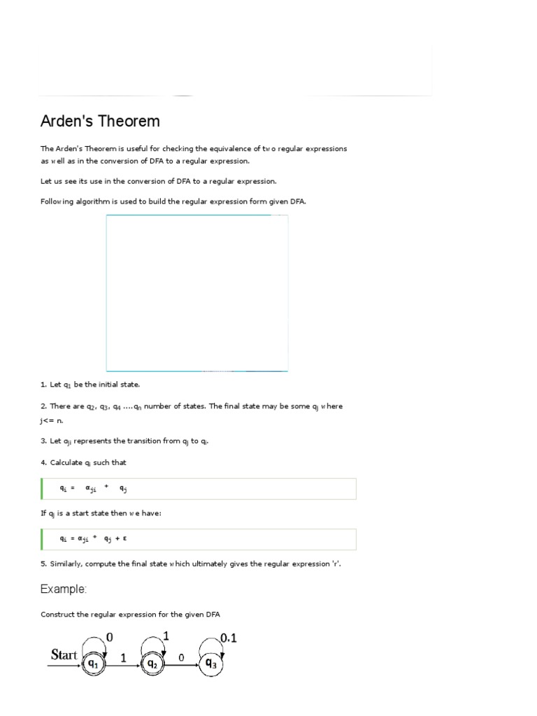 Arden's Theorem: Example