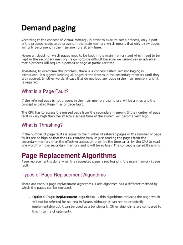 Demand Paging: Page Replacement Algorithms | PDF | Computer Data Storage | Software Engineering
