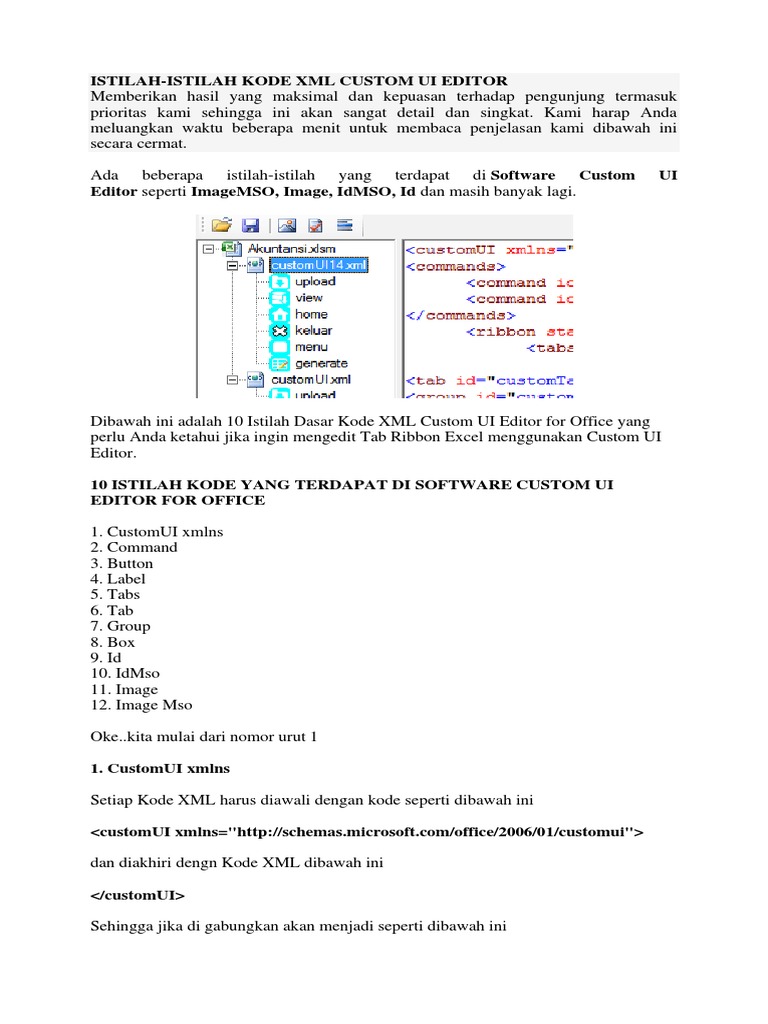 Istilah-Istilah Dalam Kode XML Custon UI Editor | PDF