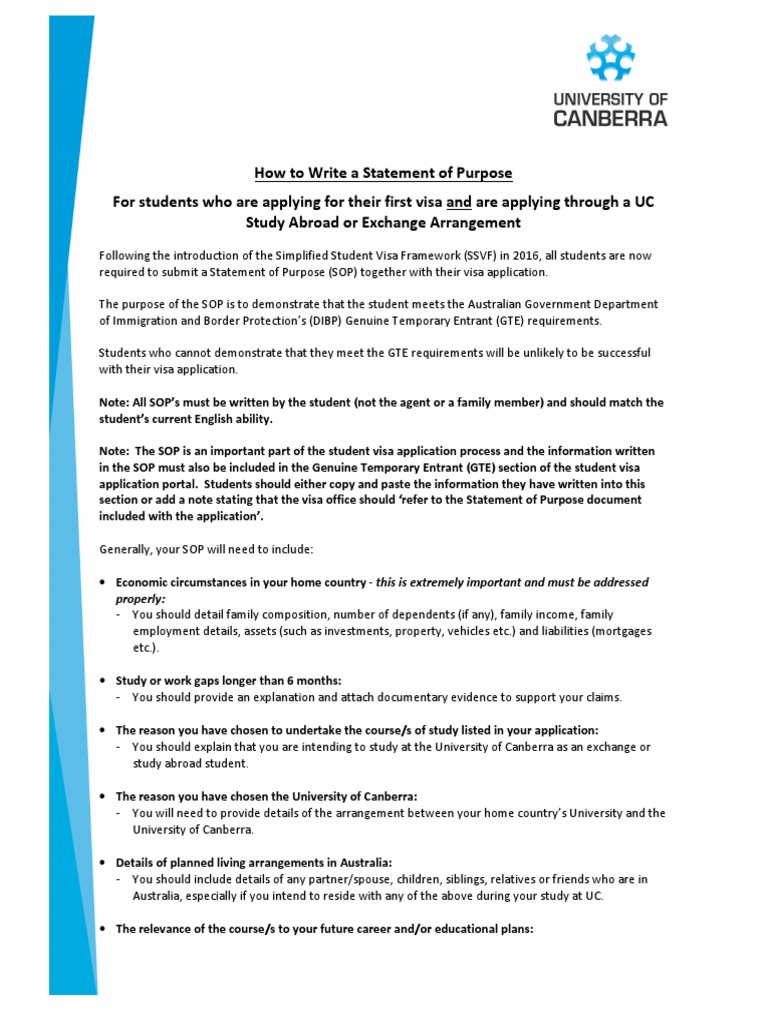 How To Write A Statement of Purpose First Visa Application Study Abroad ...