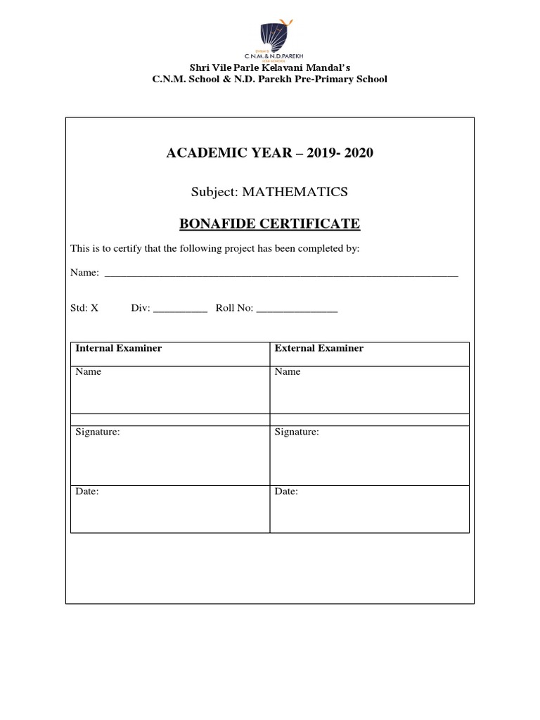 ACADEMIC YEAR - 2019-2020: Subject: MATHEMATICS | PDF