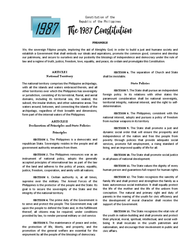 1987 Constitution | PDF | United States House Of Representatives ...