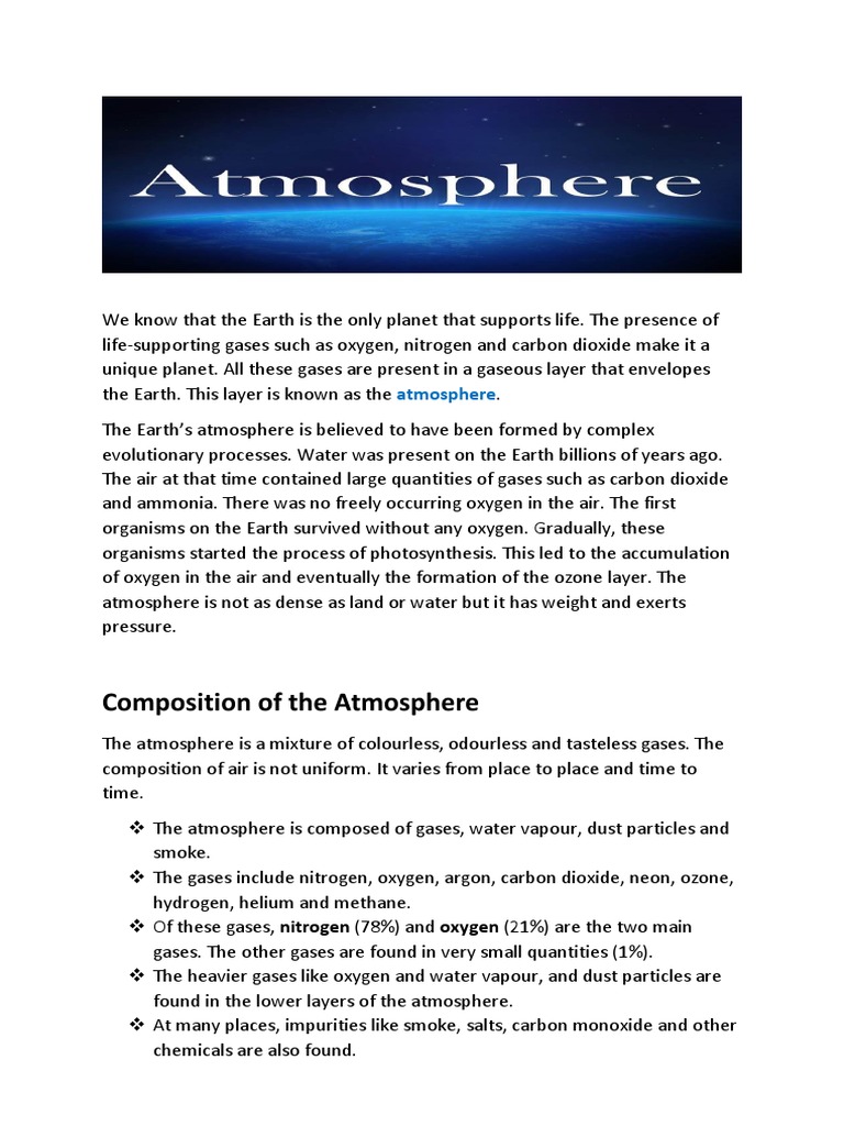 Atmosphere PDF | Download Free PDF | Troposphere | Atmosphere Of Earth