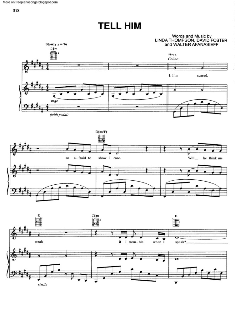 Celine Dion Ft. Barbra Streisand Tell Him PDF | PDF