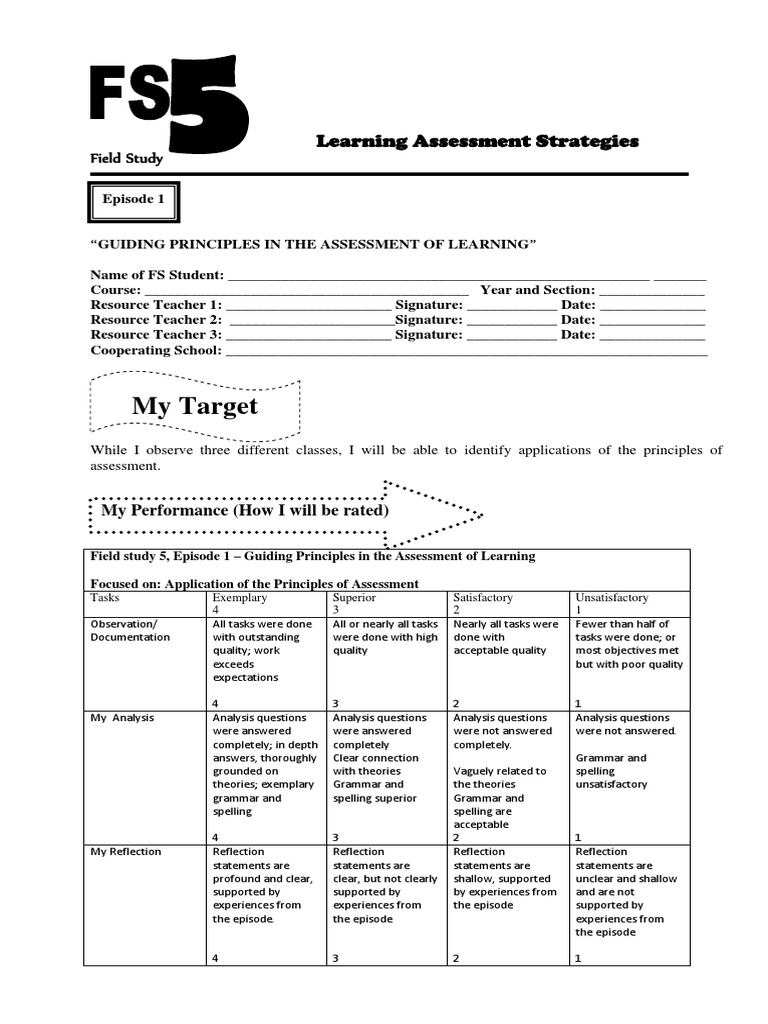 Field Study 5 Learning Assessment Strategies PDF | PDF | Educational ...