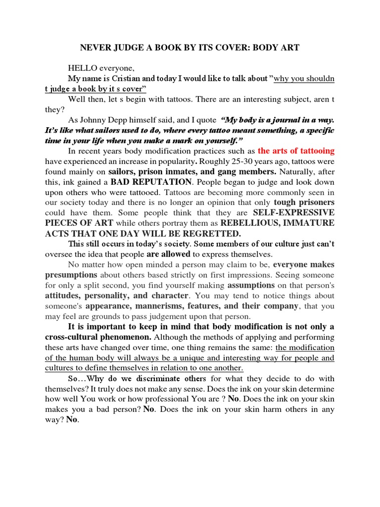 Never Judge A Book by Its Cover | PDF