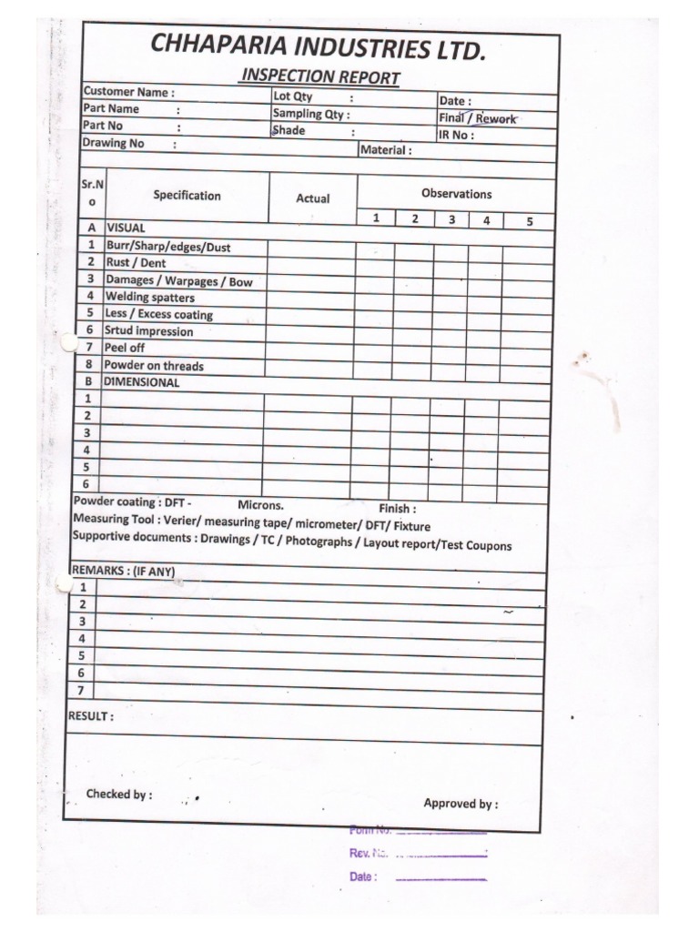 Final Inspection Report | PDF
