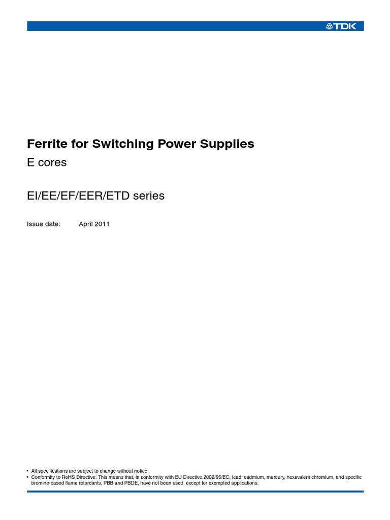 Ferrite Core Datasheet PDF | PDF | Chemical Elements | Electronics