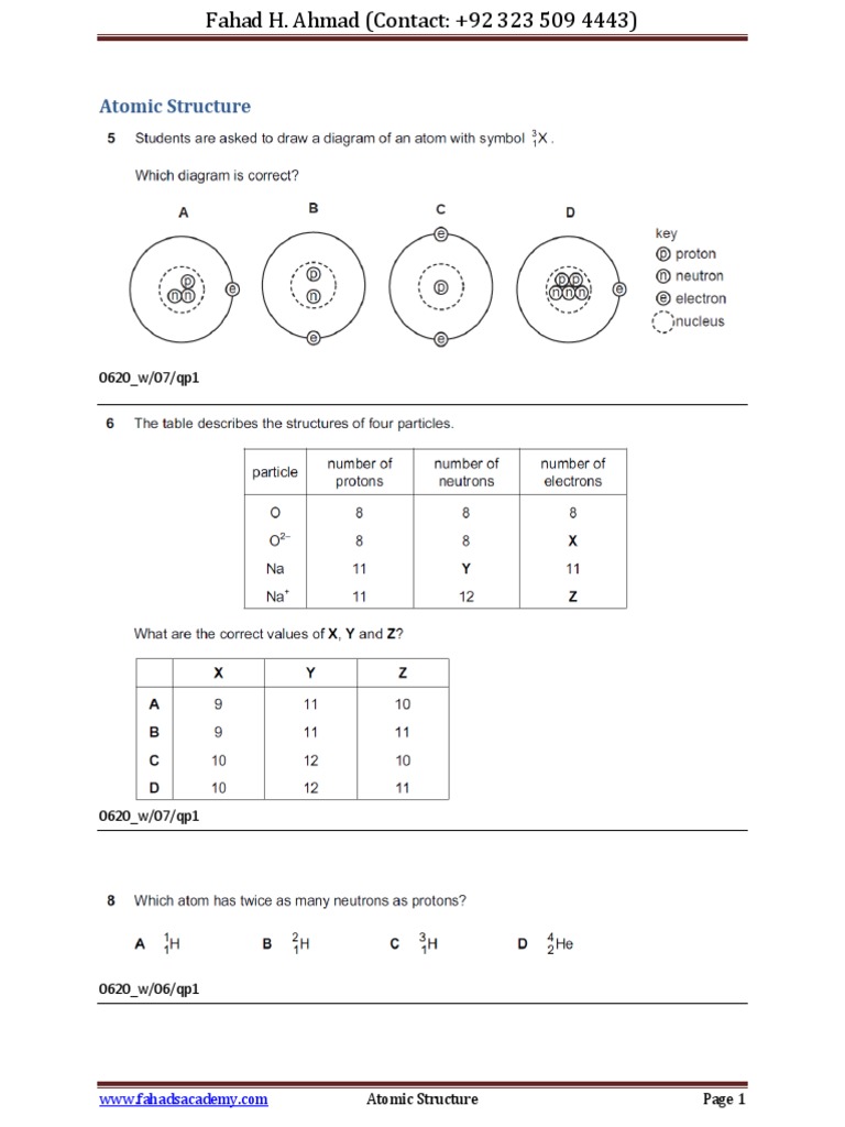 IGCSE Paper 1 Atomic Structure and Chemical Bonding Complete 2014 ...