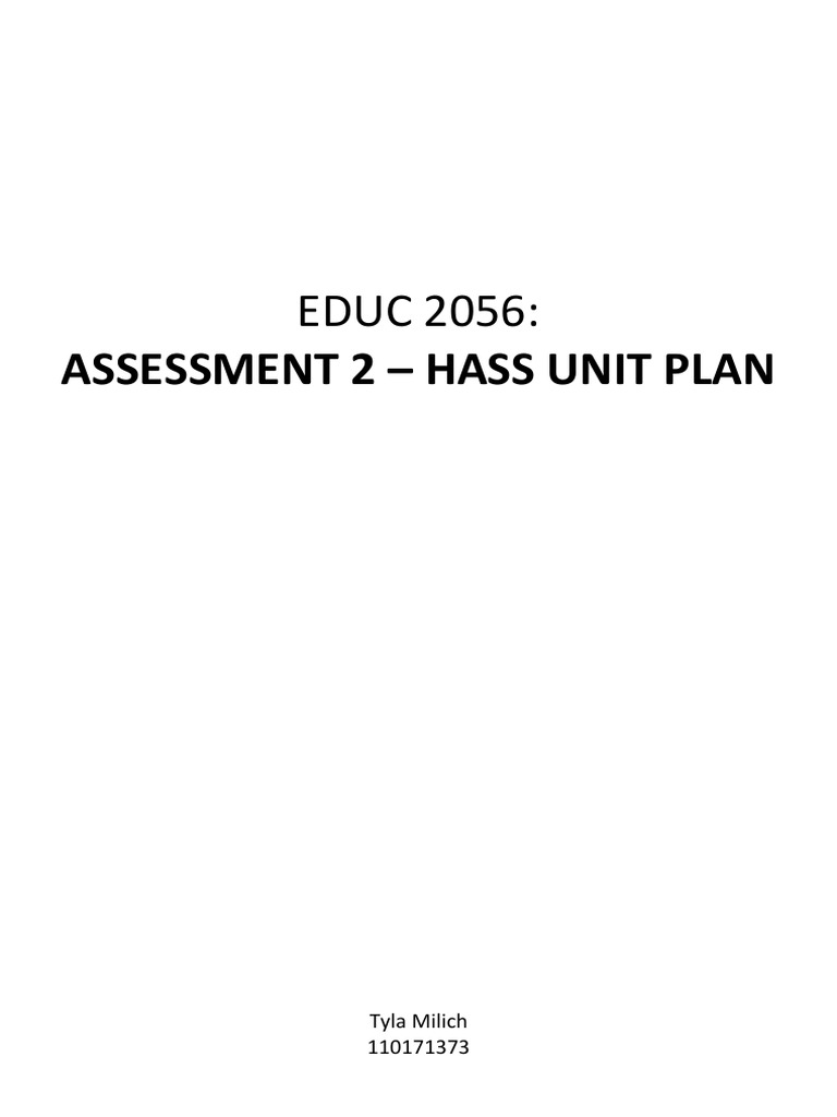Hass Unit Plan - Tyla Milich | PDF | Educational Assessment ...