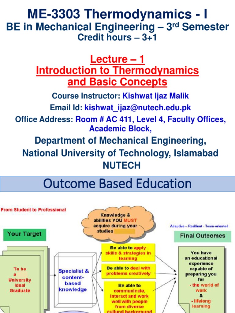 ME-3303 Thermodynamics - I: - 1 Introduction To Thermodynamics and ...