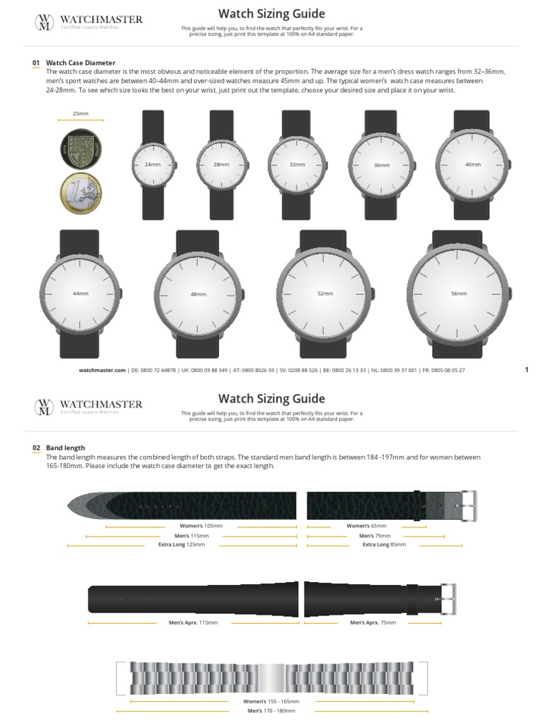 Watch Sizing Guide Watchmaster | PDF