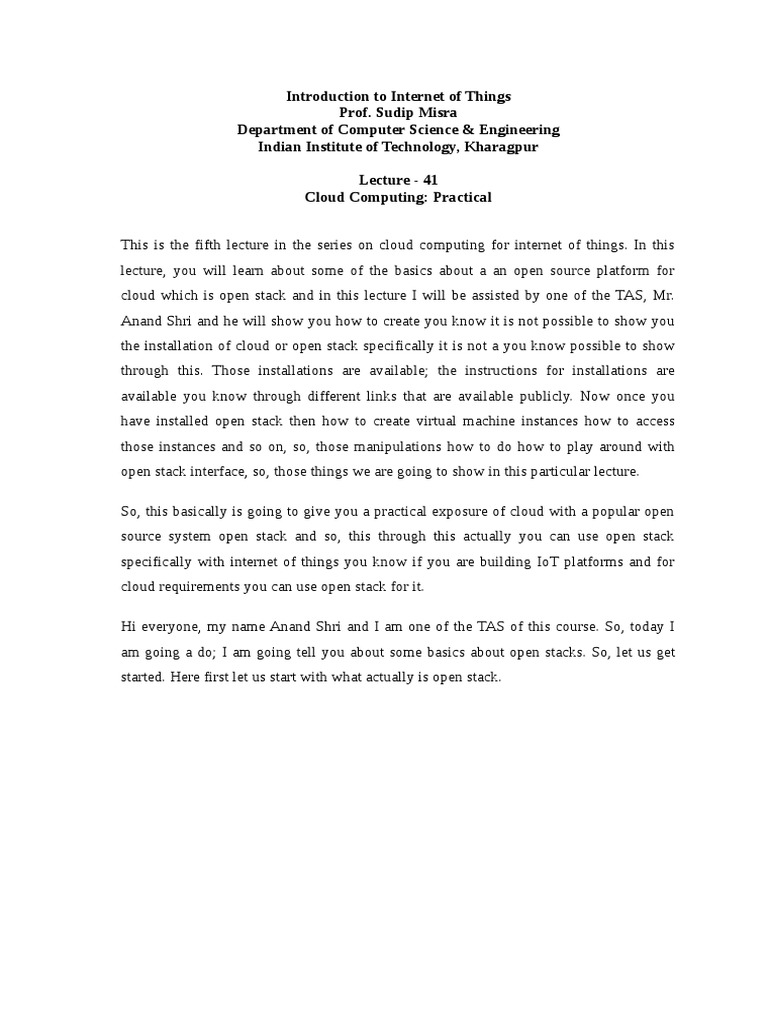 Lecture 41 - Cloud Computing - Practical | PDF | Open Stack | Computer File Lecture 41 - Cloud Computing - Practical | PDF | Open Stack | Computer File