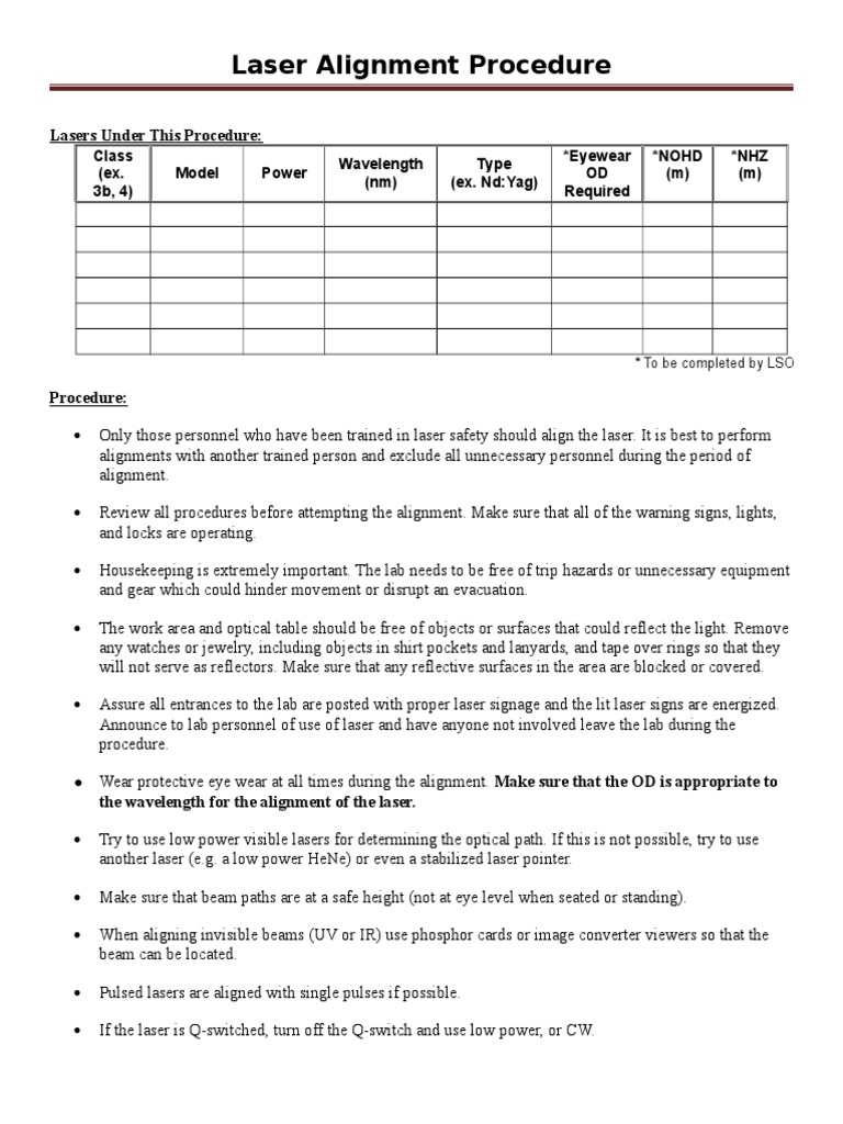 Template Alignment Procedure Tcm18-206192 | PDF | Laser | Glass ...