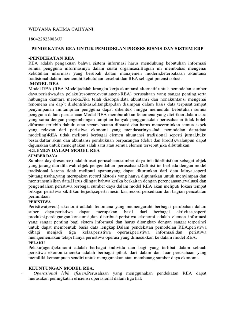Pendekatan Rea Untuk Pemodelan Proses Bisnis Dan Sistem Erp - Pendekatan Rea | PDF