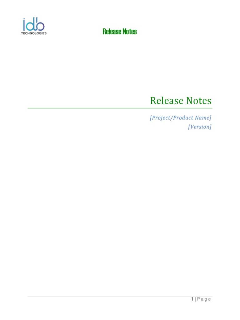 ReleaseNotes Template | PDF | Software Bug | Areas Of Computer Science