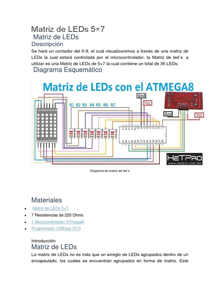 Matriz led 5x7 | Diodo emisor de luz | Matriz (Matemáticas)