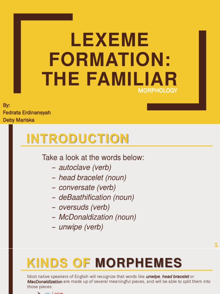 Lexeme formation: the familiar | Morphology (Linguistics) | Word