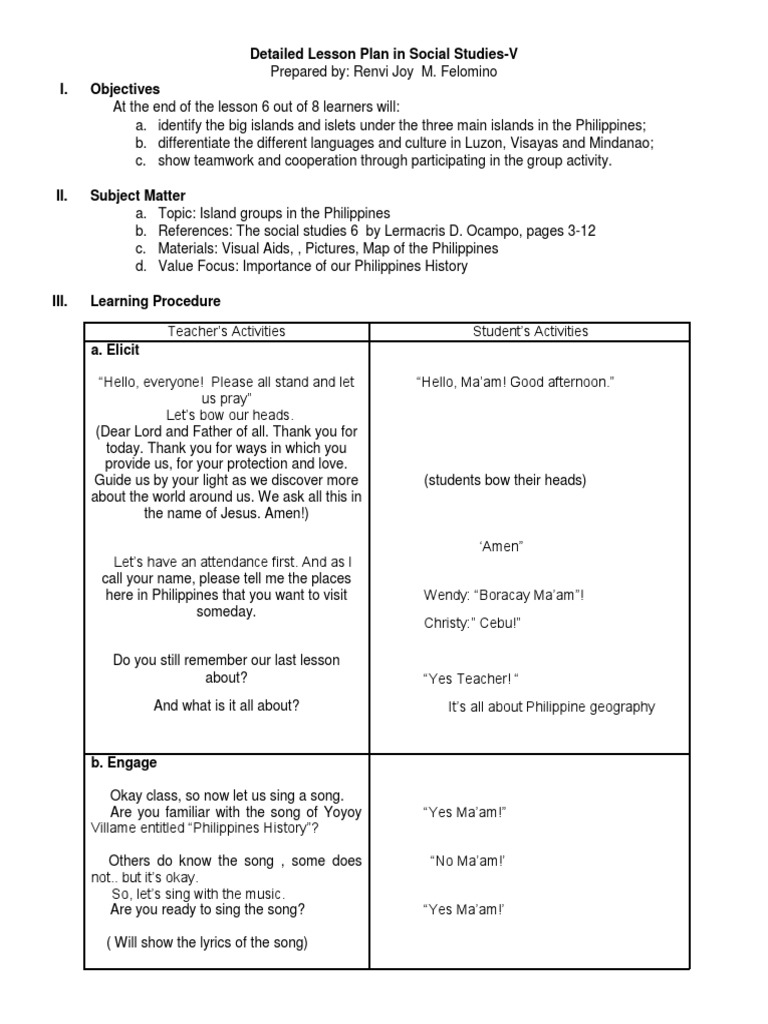7 Es Lesson Plan in SOcial Studies | PDF | Mindanao | Teaching