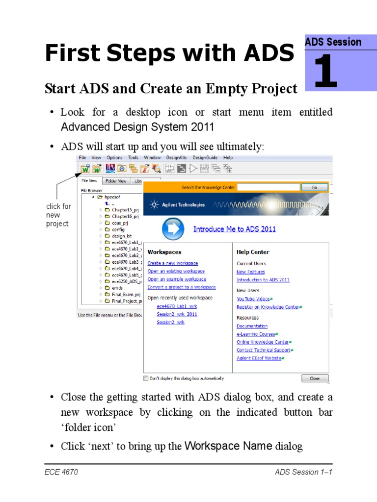 First Steps With ADS: Start ADS and Create An Empty Project | PDF ...