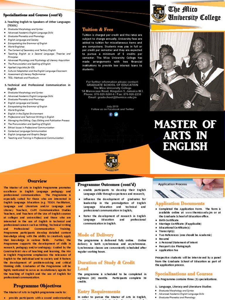 Master of Arts in English Overview | PDF | English Language | Literacy
