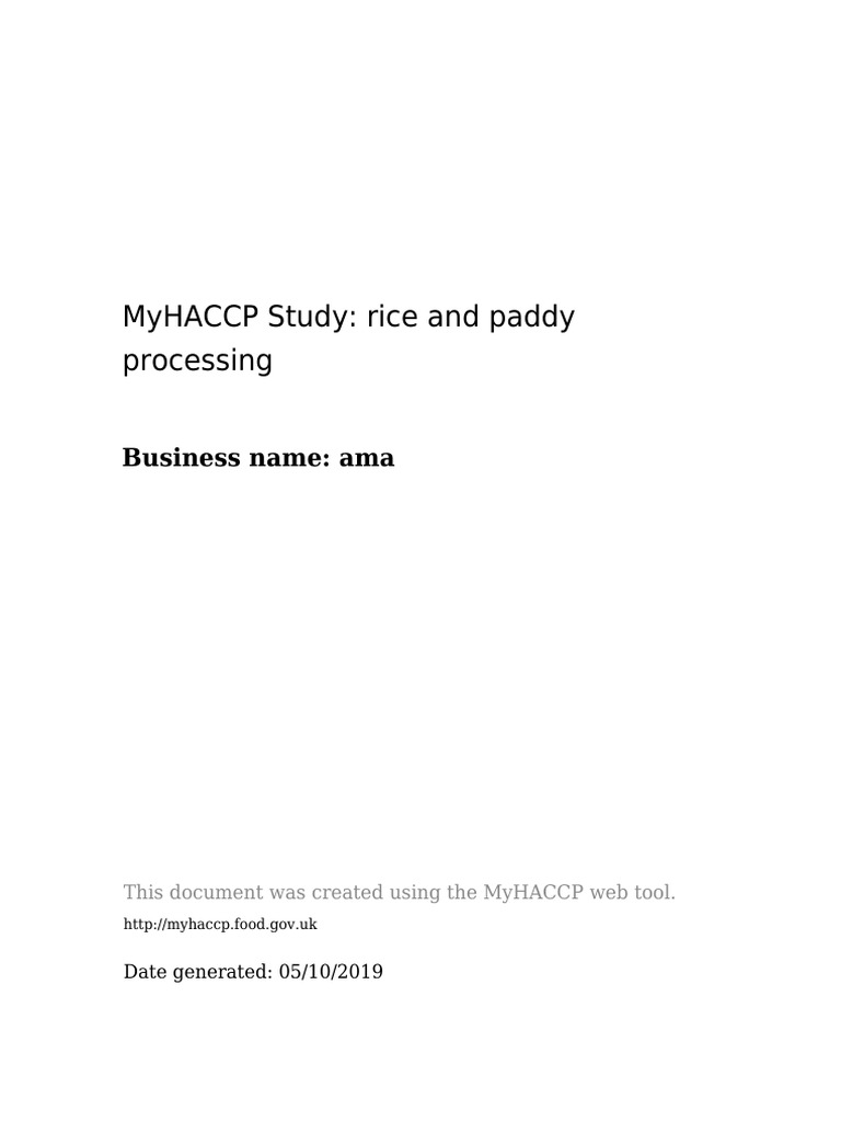 Rice Haccp | PDF | Verification And Validation | Hazard Analysis And ...