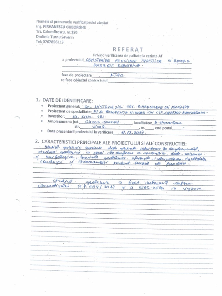 49 Referat Privind Verificarea de Calitate La Cerinta Af | PDF