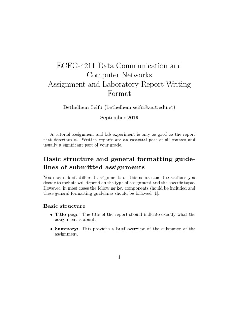 ECEG-4211 Data Communication and Computer Networks Assignment and ...