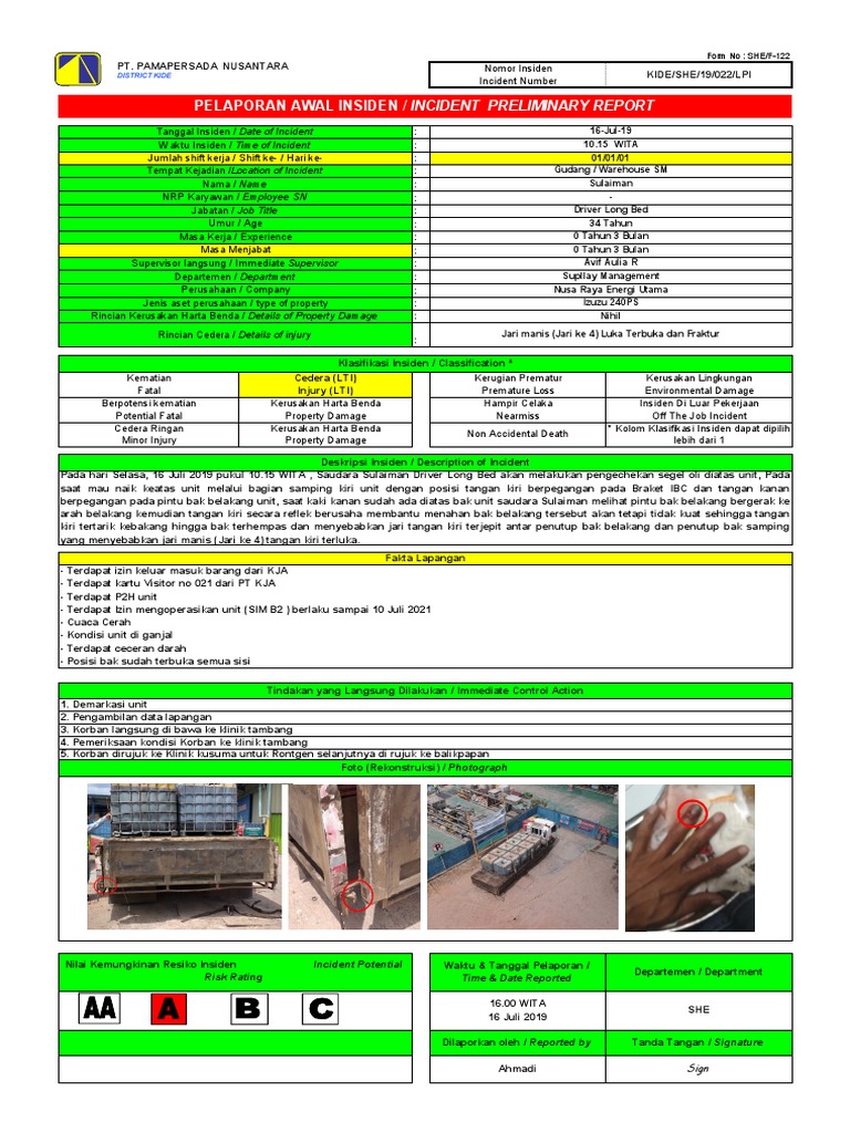 Preliminary LTI PT. Nusa Raya Energi Utama | PDF