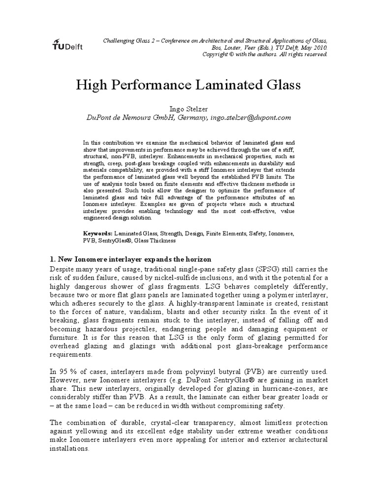 High Performance Laminated Glass | PDF | Glasses | Building Materials