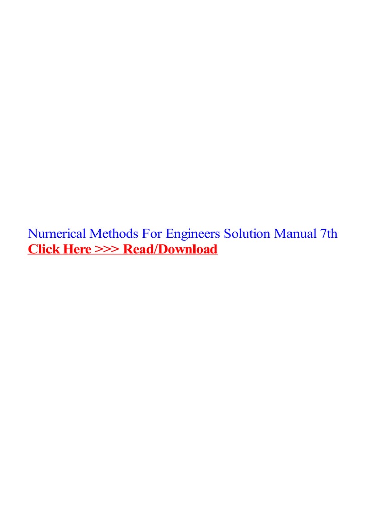 Numerical Methods For Engineers Solution Manual 7th: Click Here Read/Download | PDF
