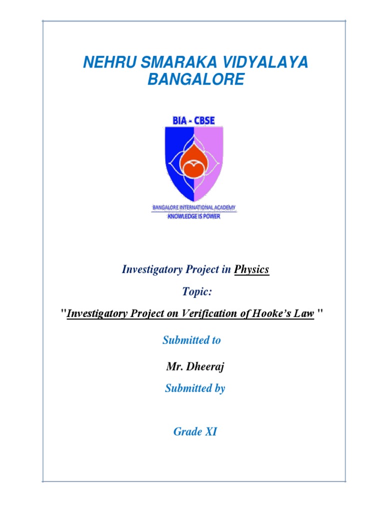Physics Project Class 11 (Final) | PDF | Elasticity (Physics ... Physics Project Class 11 (Final) | PDF | Elasticity (Physics ...