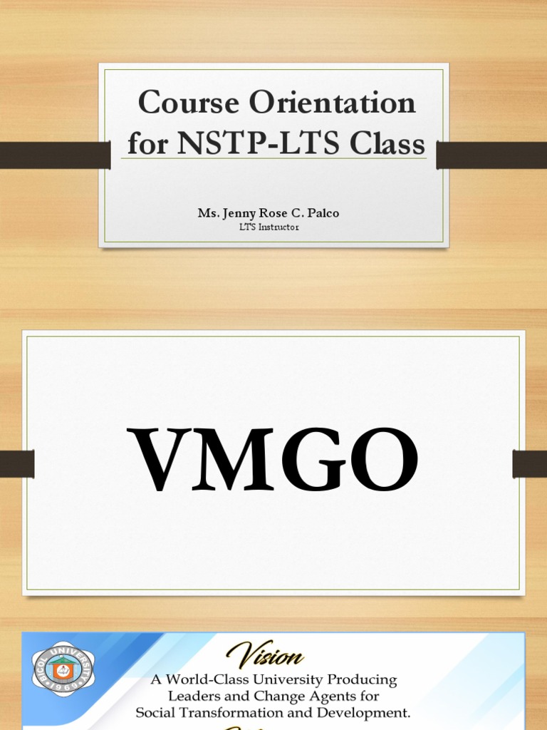 Course Orientation For NSTP-LTS Class: Ms. Jenny Rose C. Palco | PDF ...
