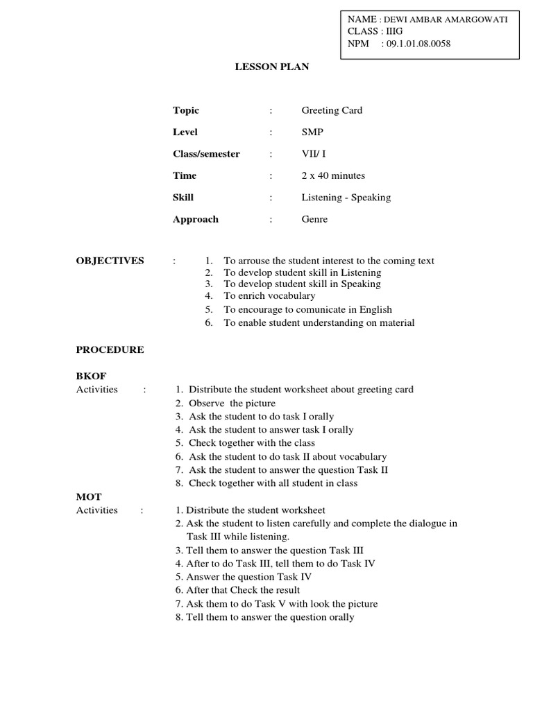Lesson Plan | PDF | Behavior Modification | Communication