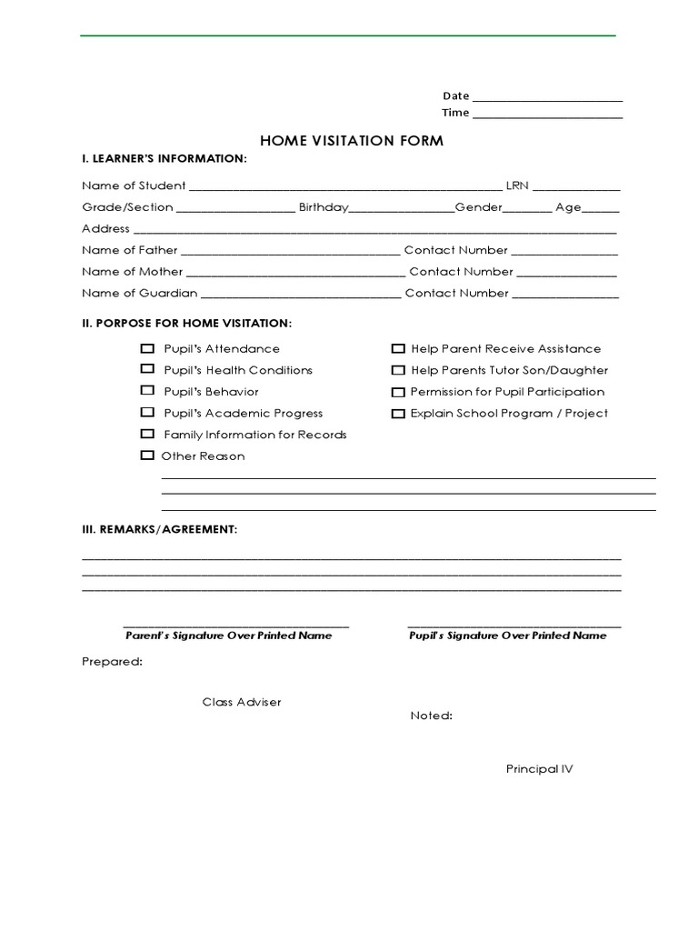 Home visitation form | PDF