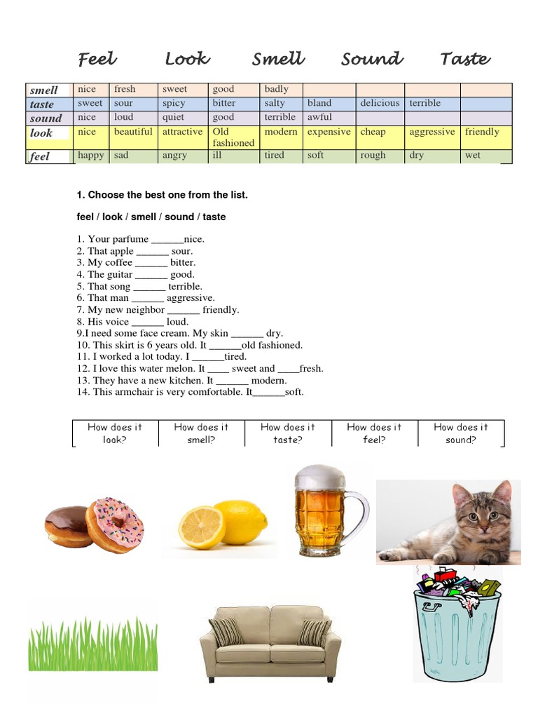 Sensory Adjective Practice | PDF