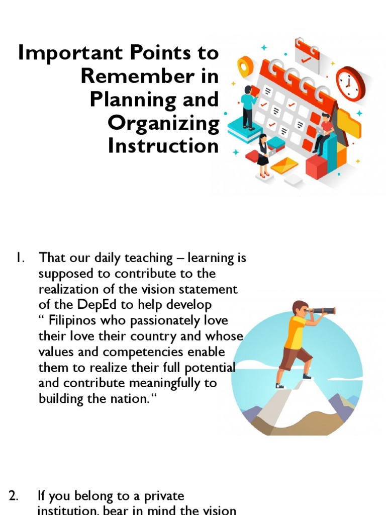 Important Points To Remember in Planning and Organizing | PDF ...