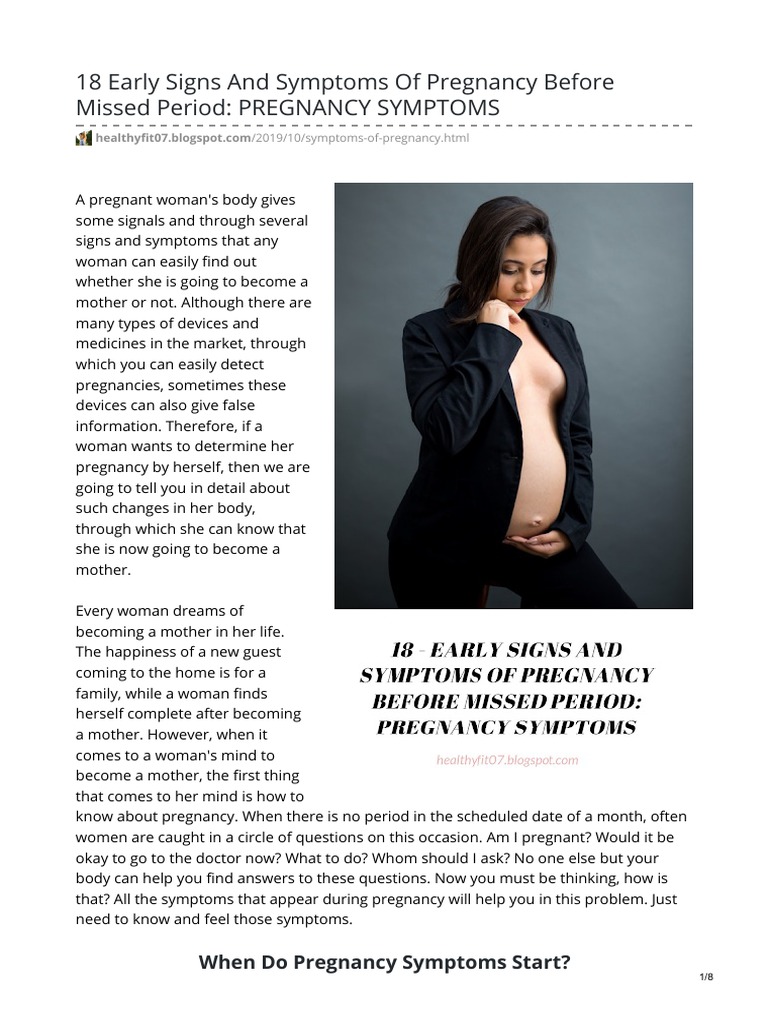 18 Early Signs and Symptoms of Pregnancy Before Missed Period PREGNANCY ...