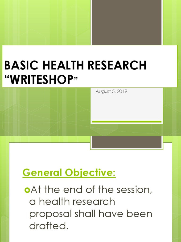 Basic Health Research Writeshop | PDF | Epidemiology | Clinical Trial