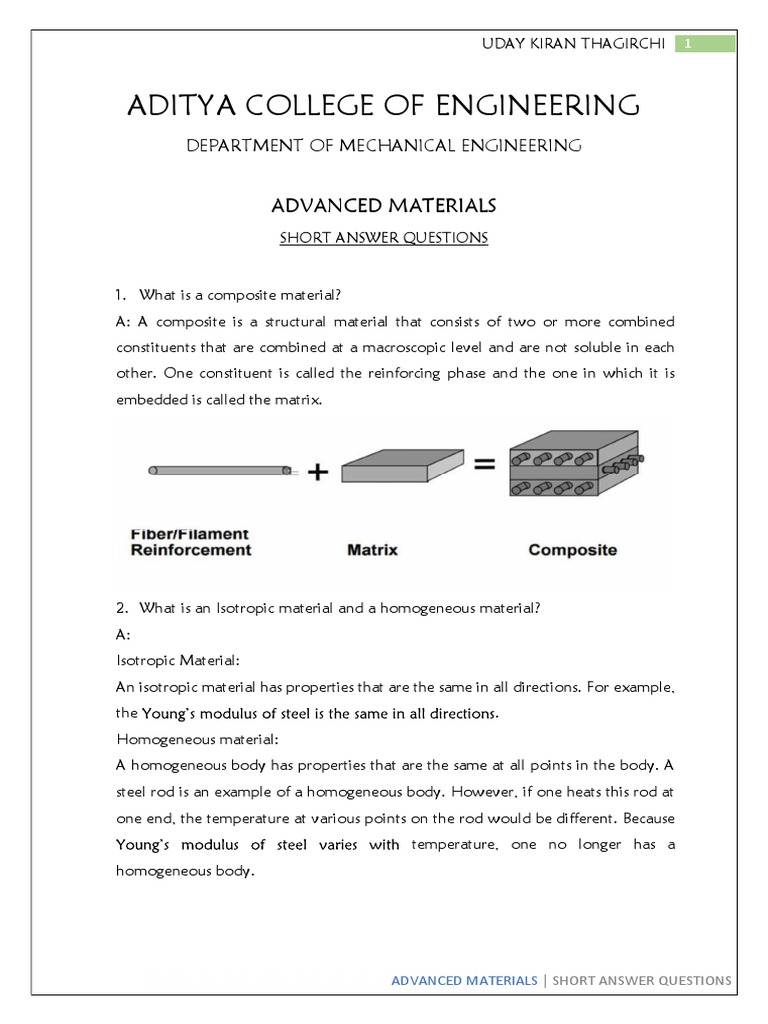 Advanced Materials - JNTUK (R16) | PDF | Composite Material | Epoxy