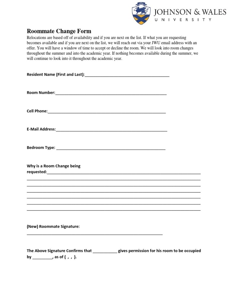 Roommate Change Form | PDF