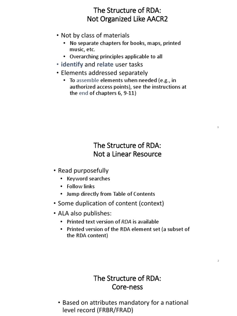 RDA Structure and Core Elements Explained | PDF