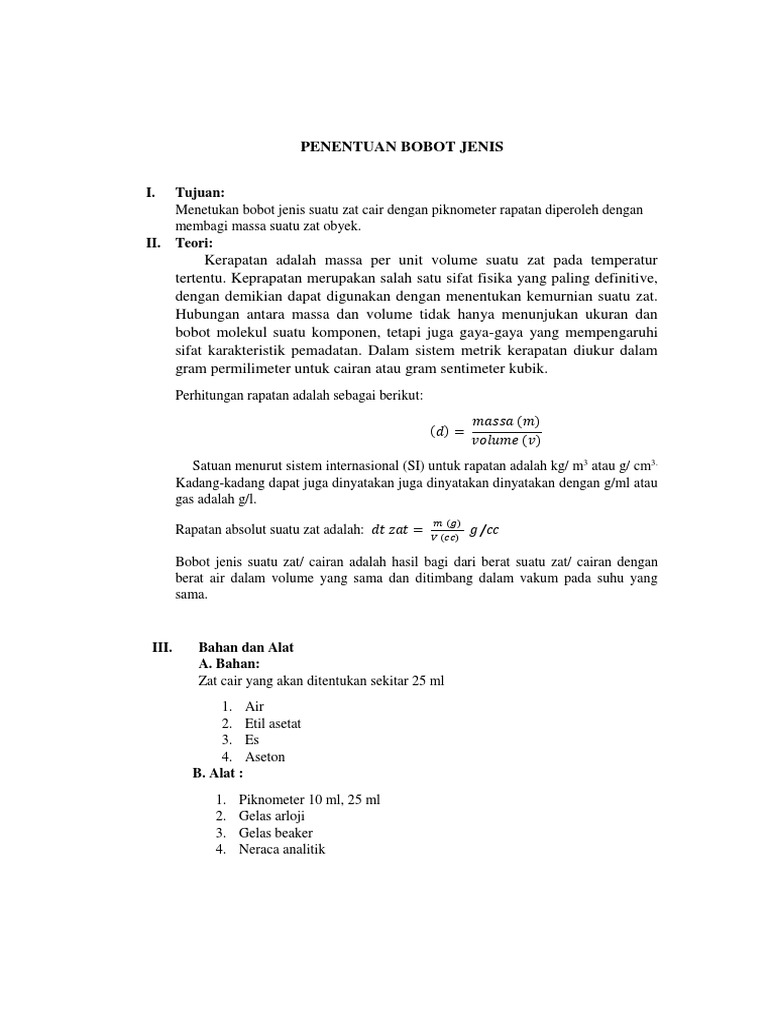 Penentuan Bobot Jenis | PDF | Sains & Matematika