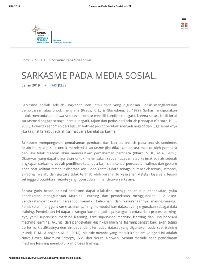 Sarkasme Pada Media Sosial | PDF