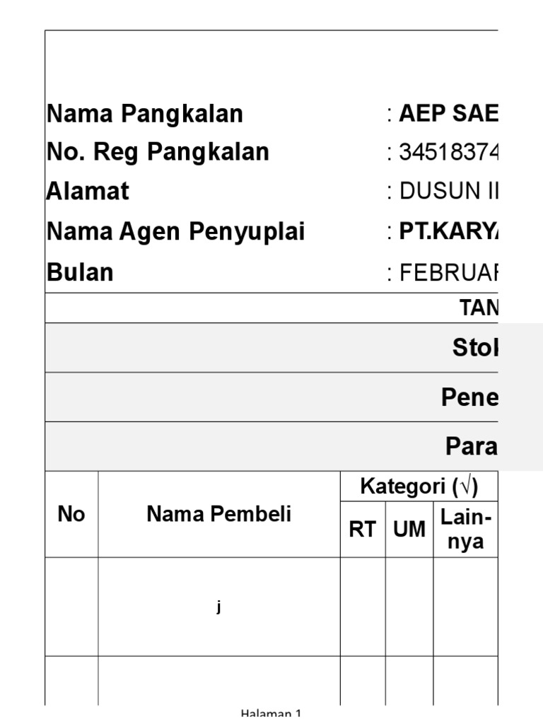 Logbook Penyaluran Pangkalan LPG 3 KG | PDF