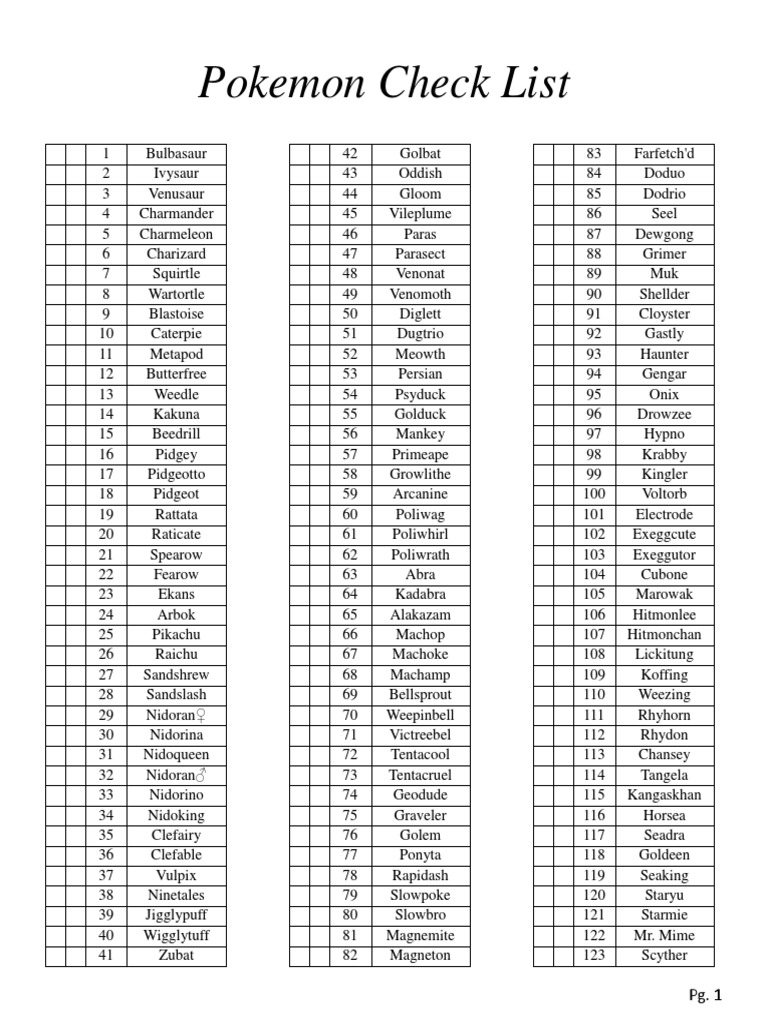 Pokemon Check List0 | PDF | Pokémon | Nintendo
