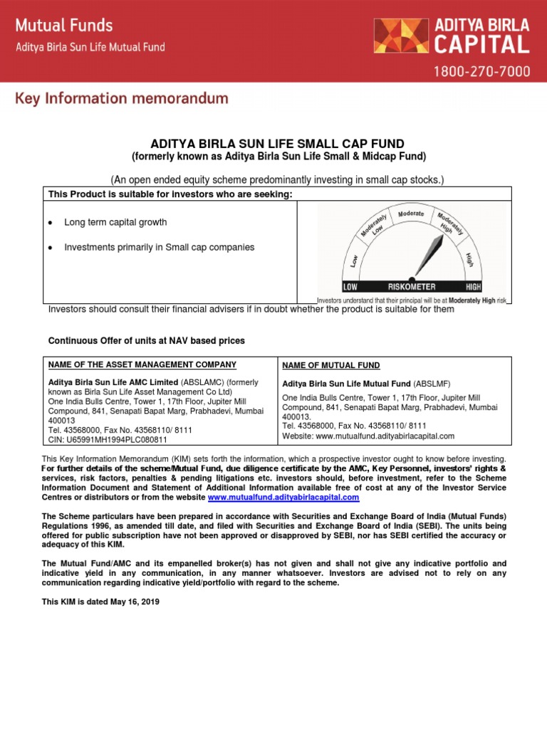 Aditya Birla Small Cap Fund Overview | PDF | Investing | Stocks