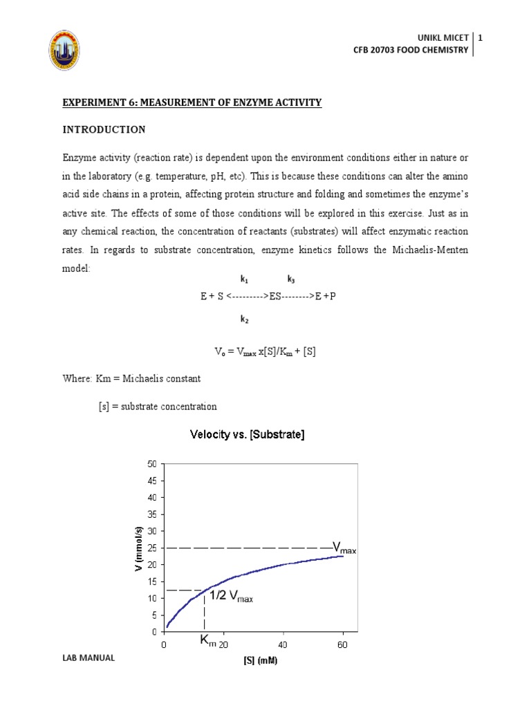 Experiment 6: Measurement of Enzyme Activity: Unikl Micet 1 | PDF ...