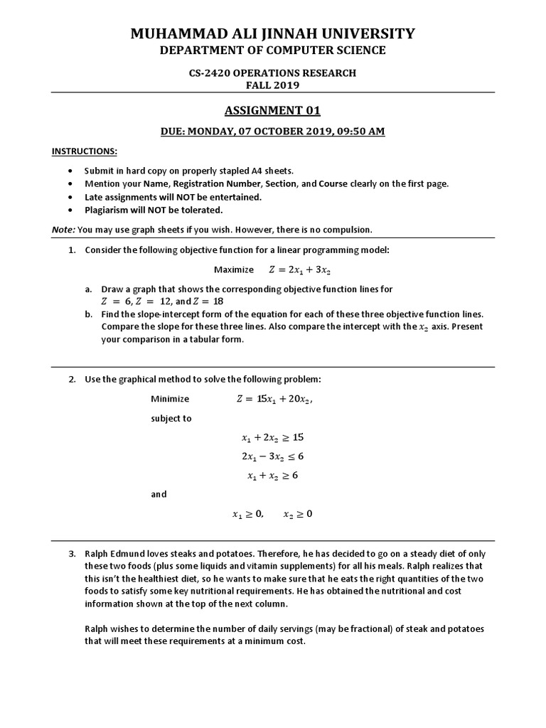 Assignment 01 Pdf Pdf Mathematical Concepts Applied Mathematics 