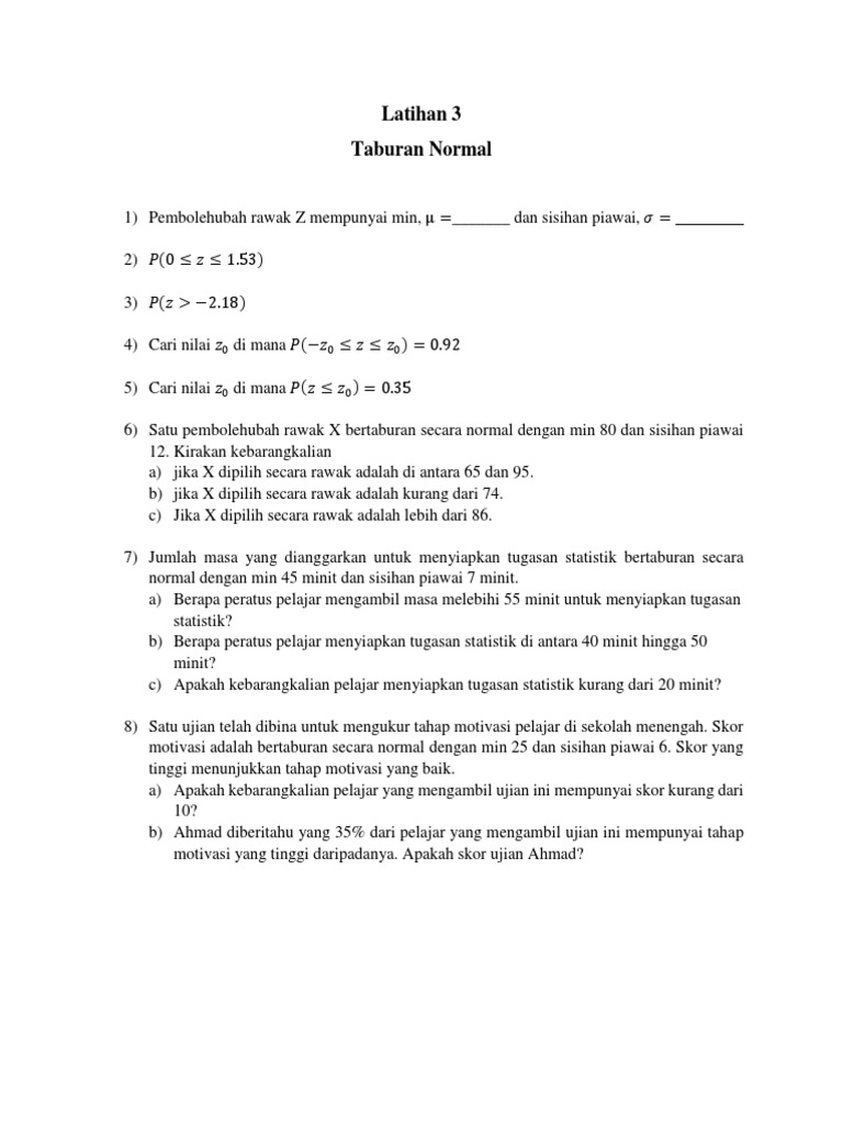 Latihan Kebarangkalian Taburan Normal | PDF | Komputer